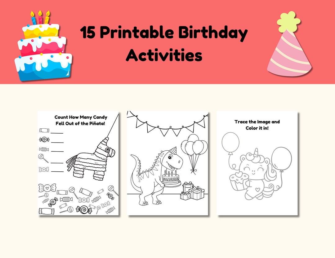 Printable Children's Birthday Activities - Instant Download, 8.5 X 11 ...