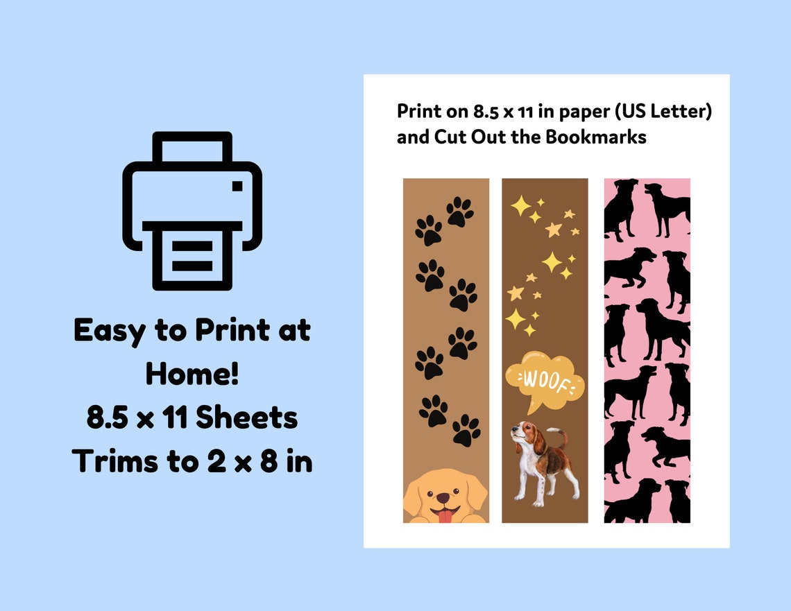 Puppy Dog Bookmarks - Set of 9 Printable Designs (digital Download) - Etsy