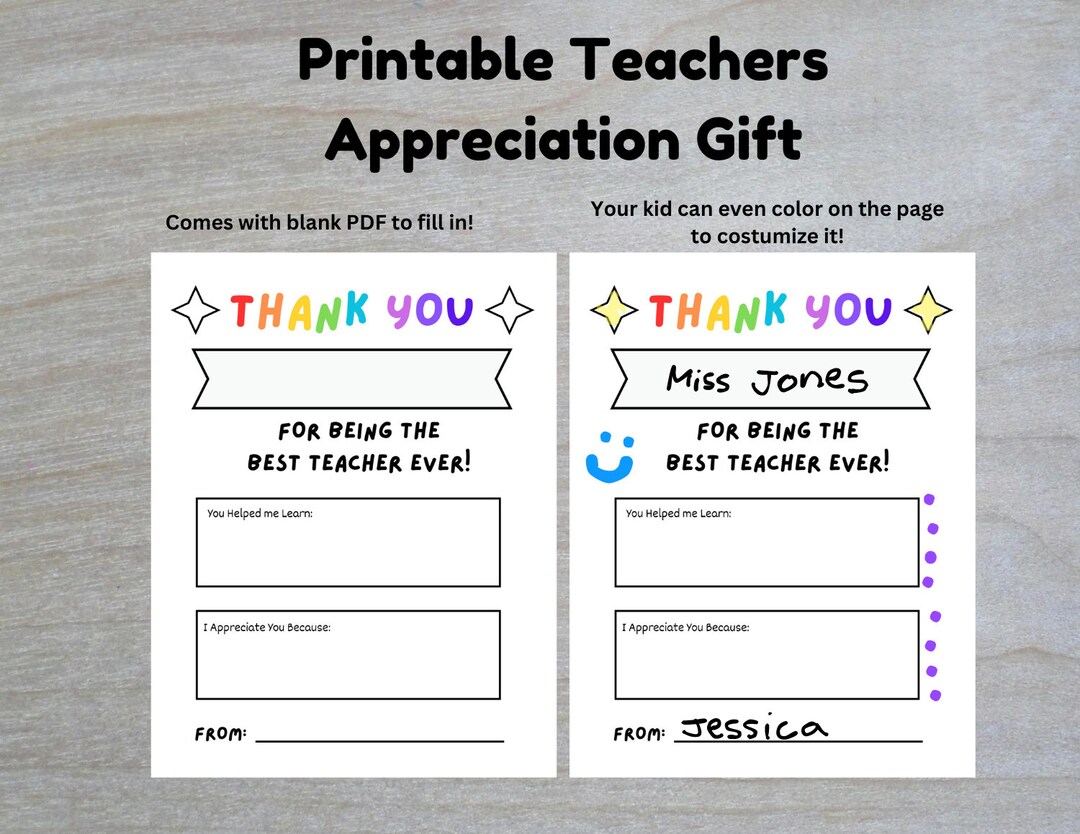 Printable Teacher Appreciation Gift - 8.5 X 11 Inches - Instant ...