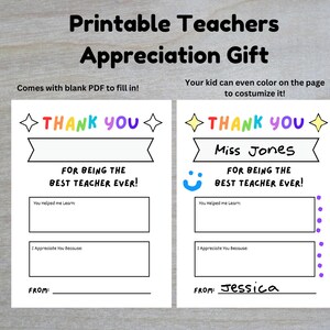 Printable Teacher Appreciation Gift - 8.5 X 11 Inches - Instant ...