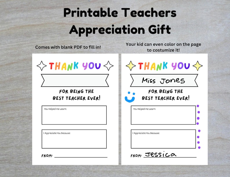 Printable Teacher Appreciation Gift - 8.5 X 11 Inches - Instant ...