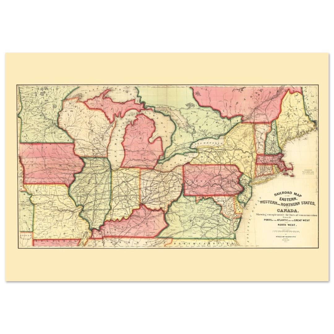 1859 - Railroad Map of the Eastern, Western and Northern States, and ...