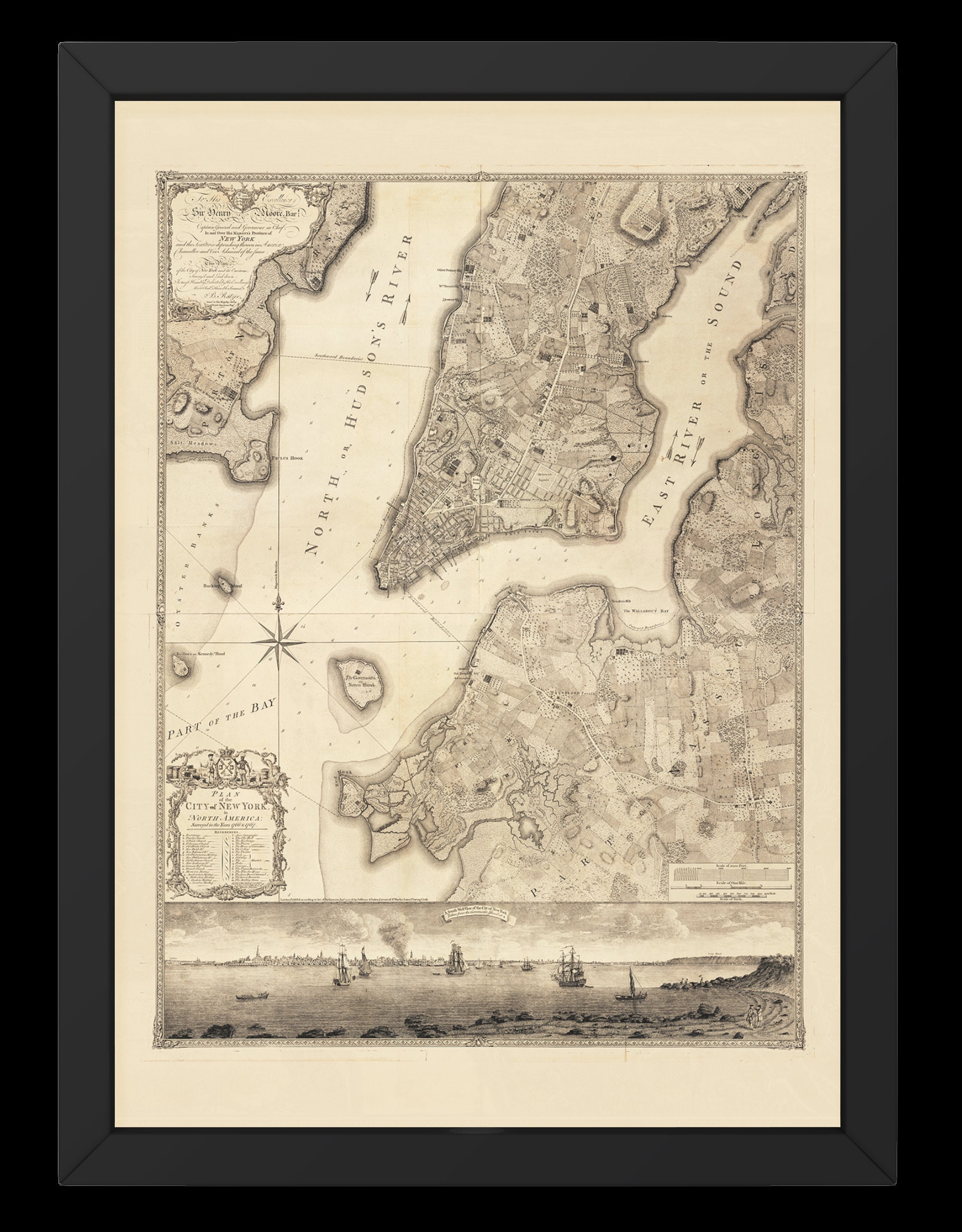 1776 - Vintage Map of Colonial New York With Illustration - Etsy