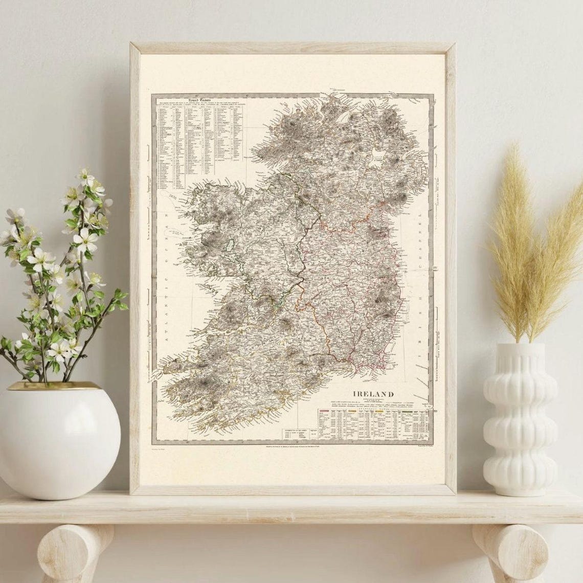 1844 - Vintage Map of Ireland - Etsy