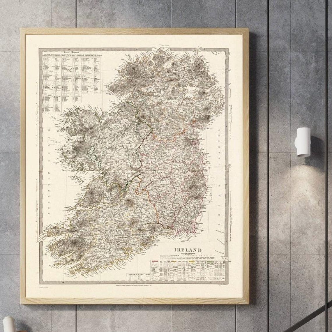 1844 - Vintage Map of Ireland - Etsy