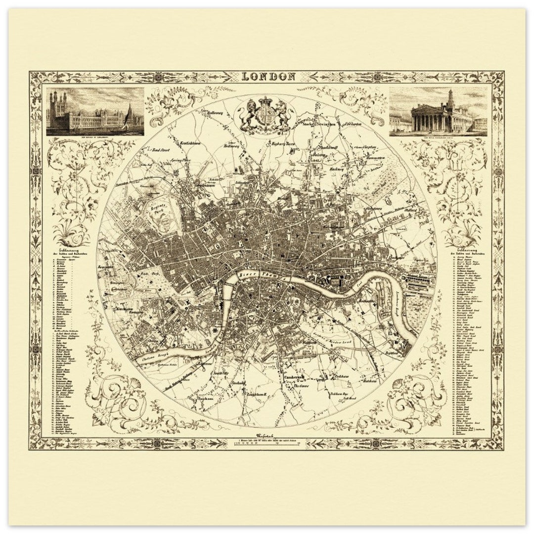 1845 - Map of London, Originally Published in Austria - Etsy
