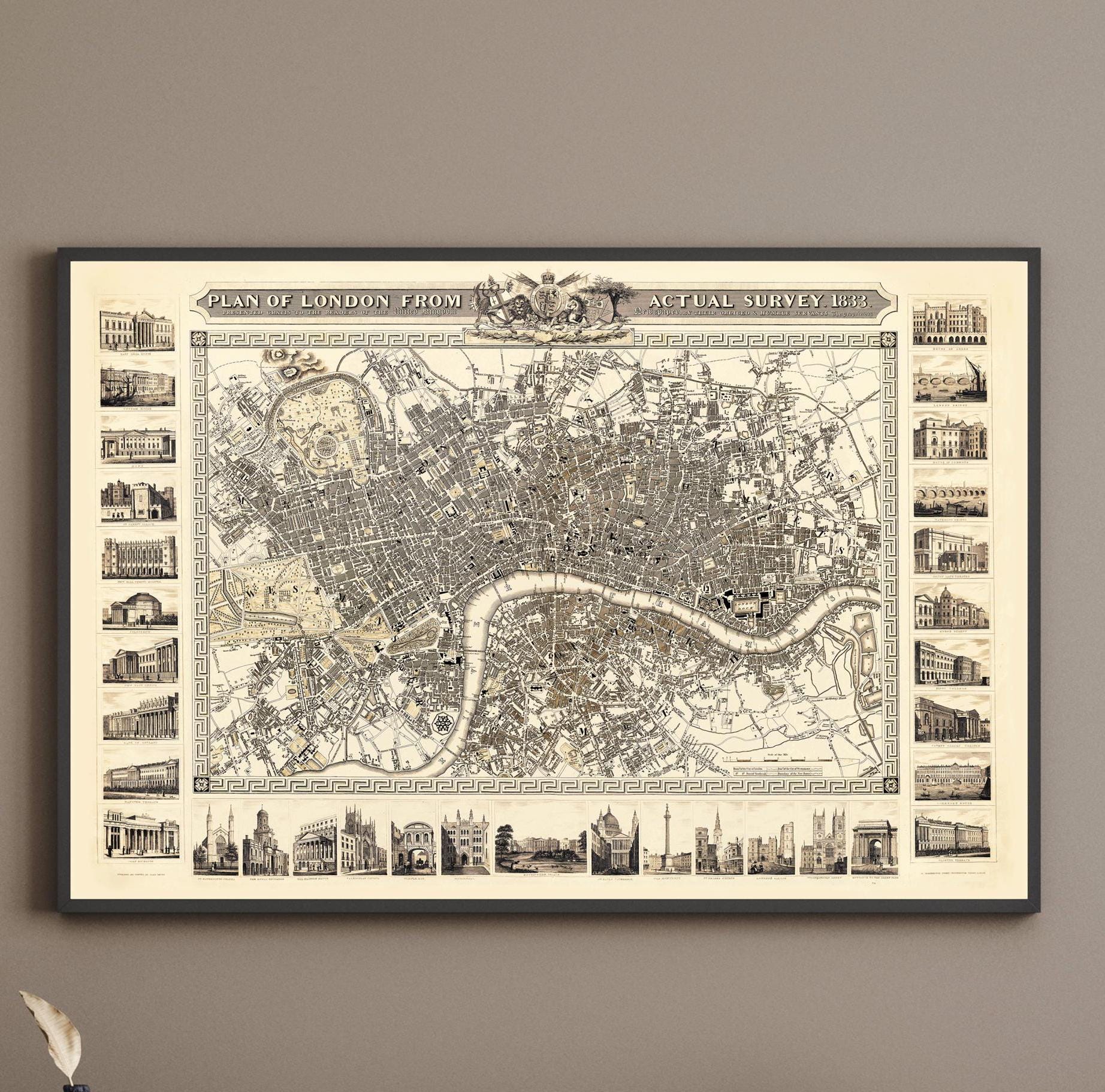 1833 - Vintage Map of London - Etsy