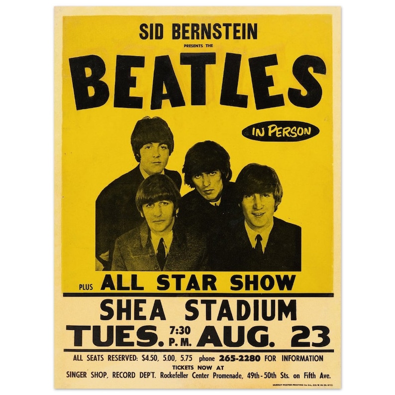 1966 - Beatles Shea Stadium Concert Poster - Etsy