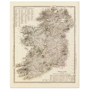 1844 - Vintage Map of Ireland - Etsy