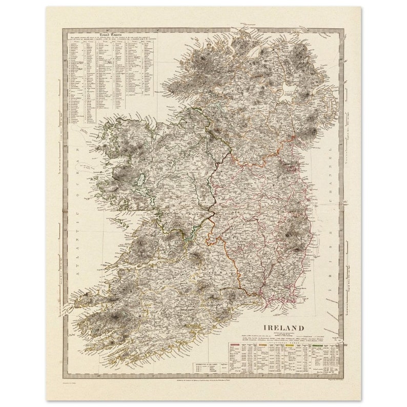 1844 - Vintage Map of Ireland - Etsy