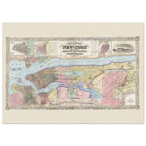 Vintage Map : 1849 Map of New York, Brooklyn, and Williamsburgh - Etsy