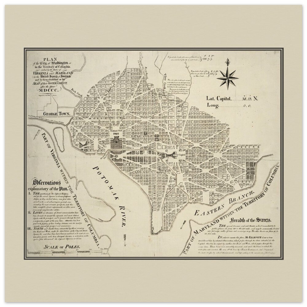 1792 Plan of the City of Washington in the Territory of Columbia - Etsy
