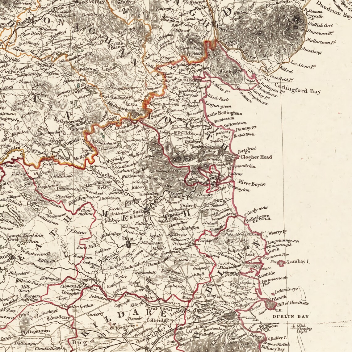 1844 - Vintage Map of Ireland - Etsy