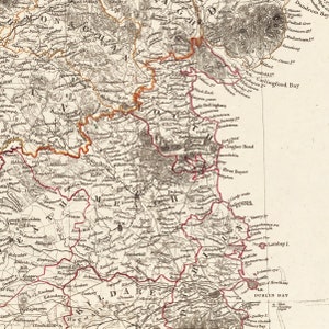 1844 - Vintage Map of Ireland - Etsy