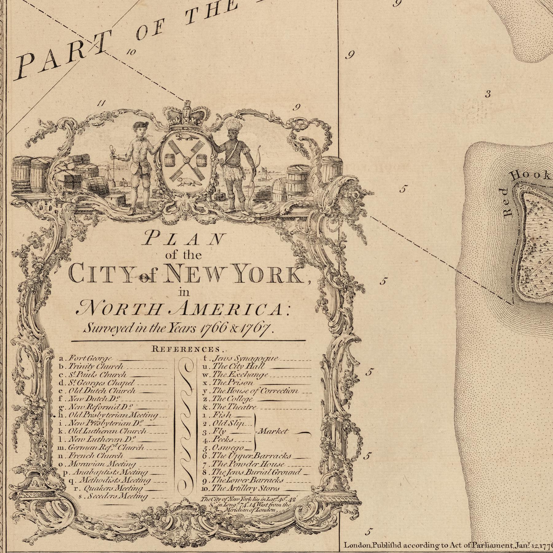 1776 - Vintage Map of Colonial New York With Illustration - Etsy