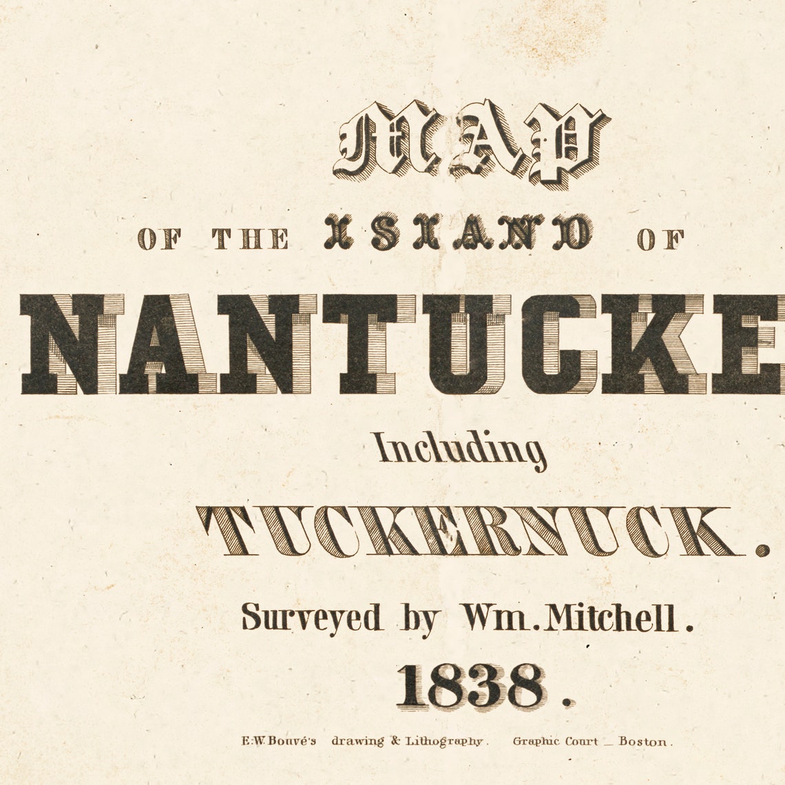 1838 - Vintage Map of Nantucket and Tuckernuck - Etsy
