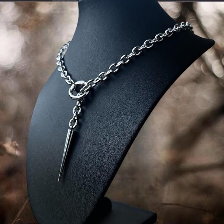 Slip Chain - Spike Slip Choker Necklace - Slip Chain Lariat - Gothic ...