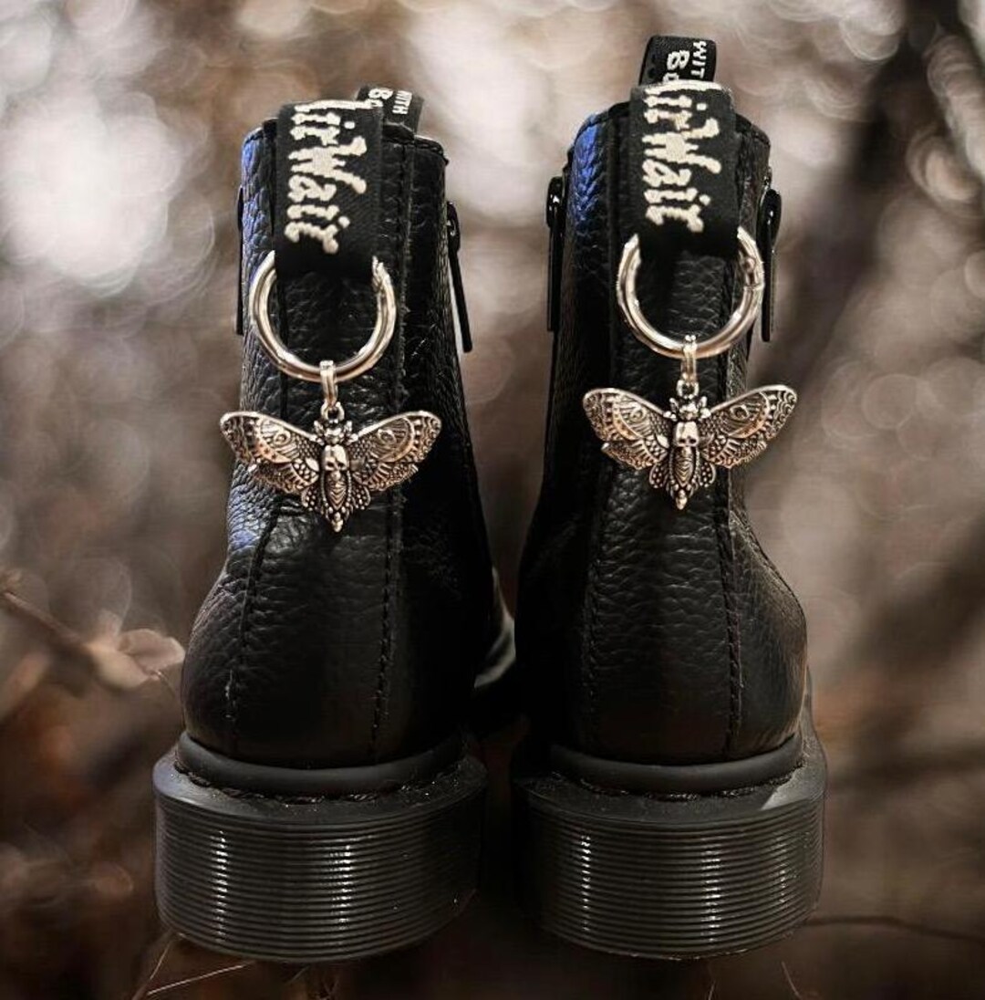 Moth Boot Charms - Death Head Moth - Silver Moth Gothic - Doc Martens ...