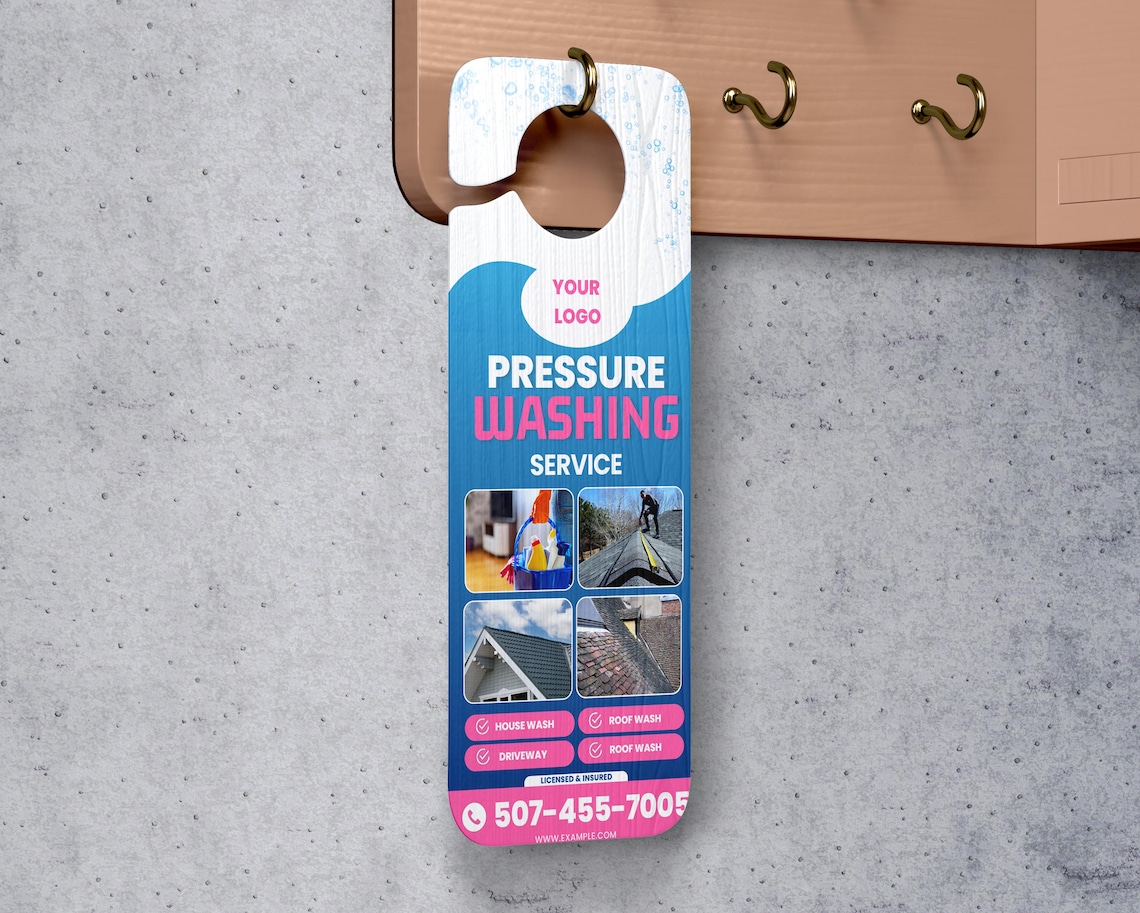 Cleaning Service Door Hanger Template: Pressure Washing, Canva (digital ...