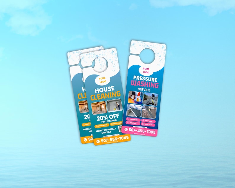 Cleaning Service Door Hanger Template: Pressure Washing, Canva (digital ...