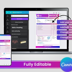 Invoice Template Editable, DIY Canva Invoice Template, Printable Small ...