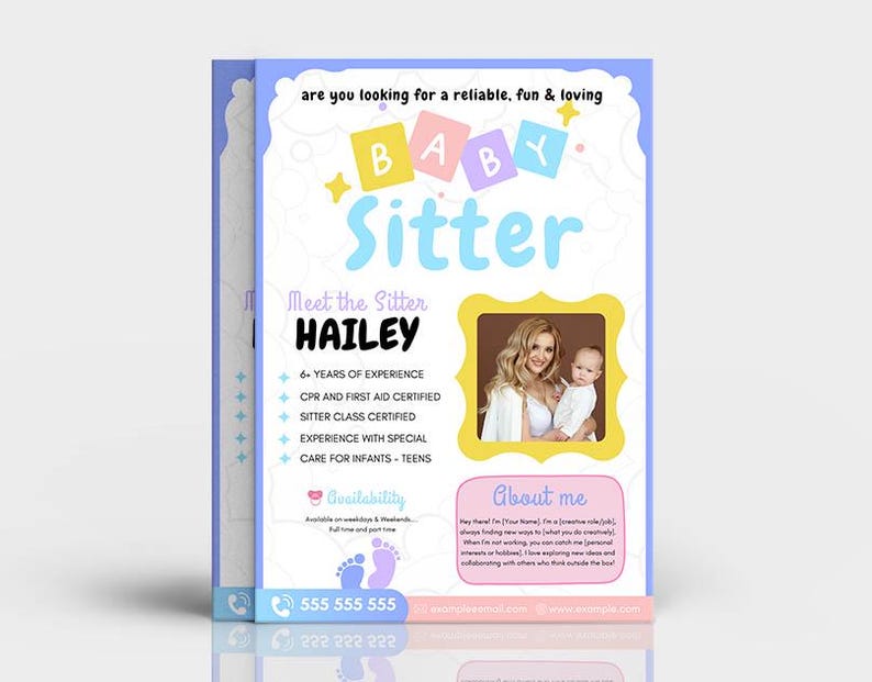 Babysitter Flyer, Babysitting Flyer Template, Daycare Flyer, Childcare ...