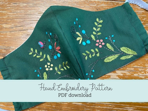 PDF pattern Hand embroidery Floral Cloth Face Mask - perfect for ...