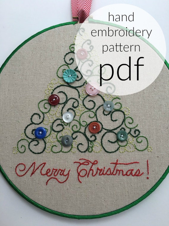 scroll swirl tree holiday christmas hand embroidery PATTERN pdf ...