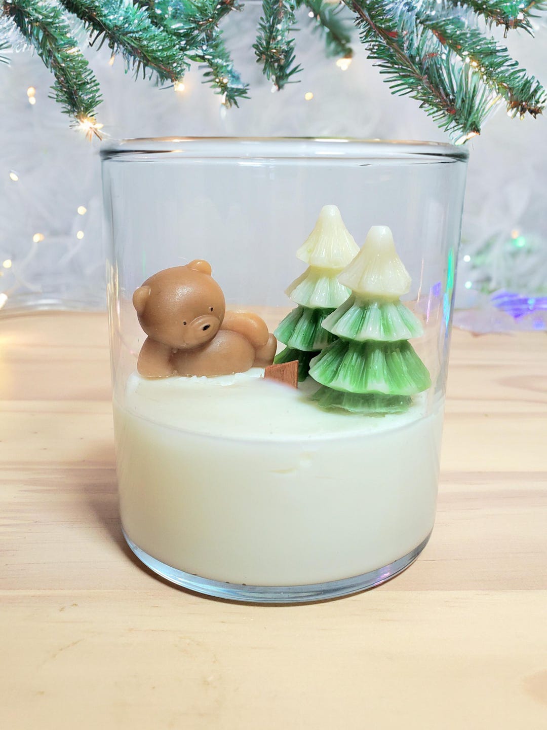 Hand-poured Bear Soy Candle: Christmas Scent, Wooden Wick - Etsy