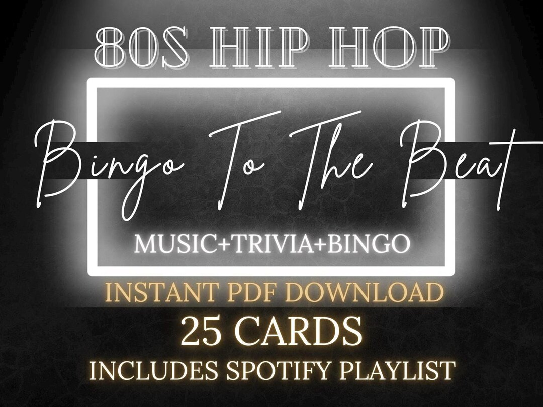 80s Hip Hop Bingo to the Beat - 25 Cards + Spotify Playlist - Etsy