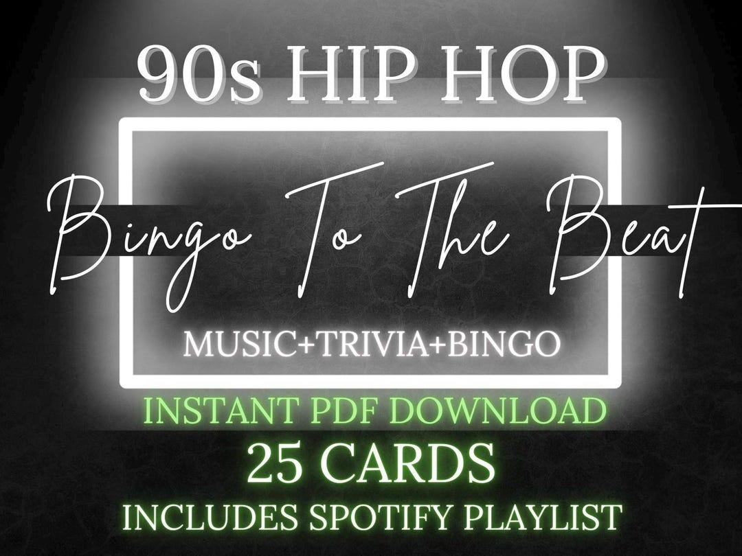 90s Hip Hop Bingo to the Beat - 25 Cards + Spotify Playlist - Etsy