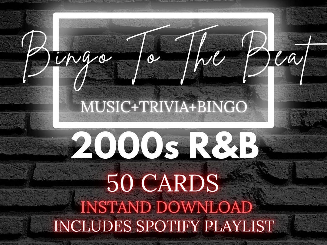 2000s R&B Bingo to the Beat - 50 Cards + Spotify Playlist - Etsy
