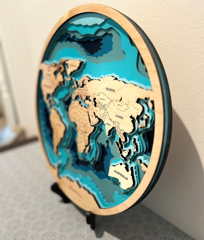 World Map (multi-layer), Custom Map, 3D Map, Ocean Decor, Atlantic ...
