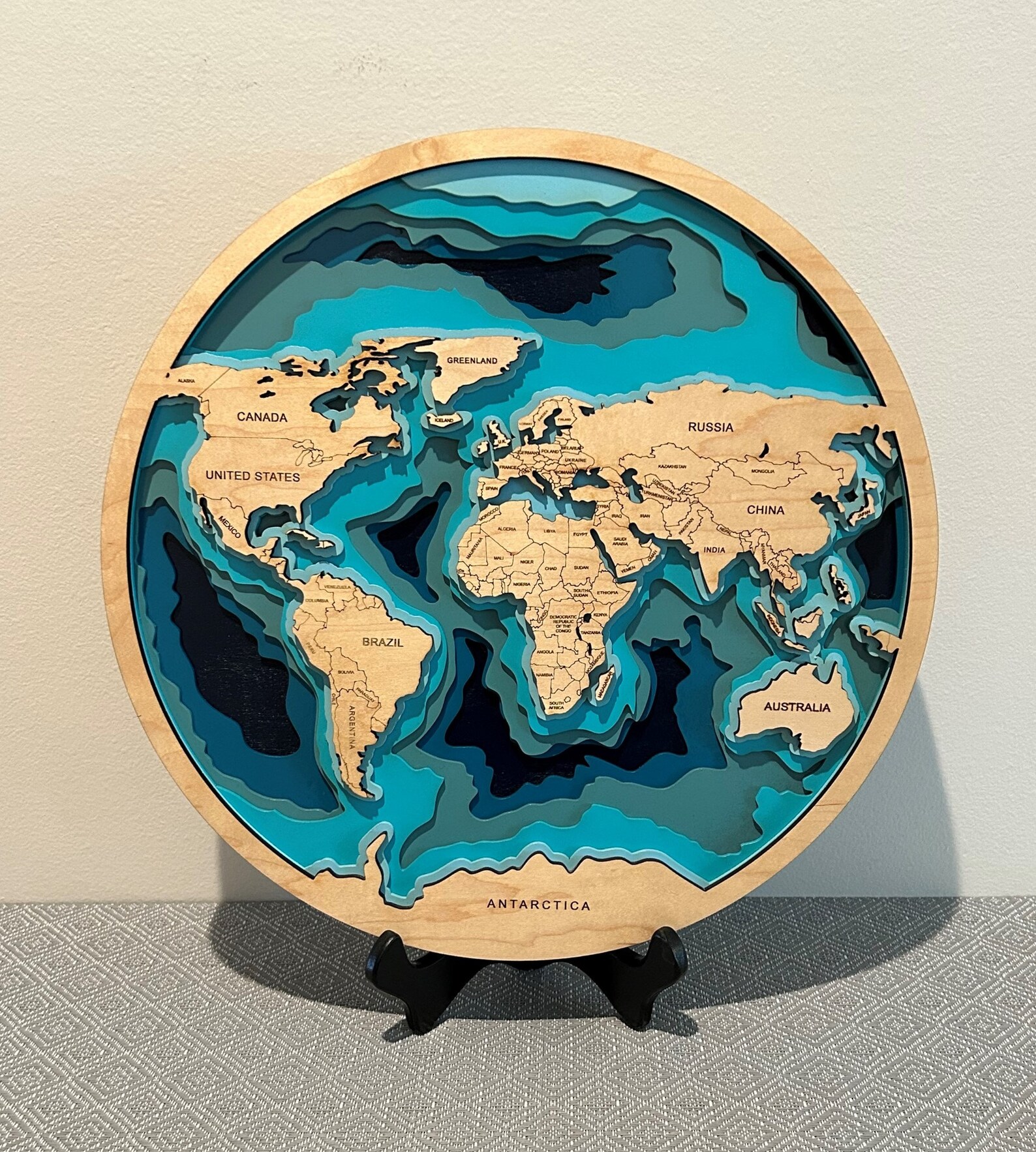 World Map (multi-layer), Custom Map, 3D Map, Ocean Decor, Atlantic ...