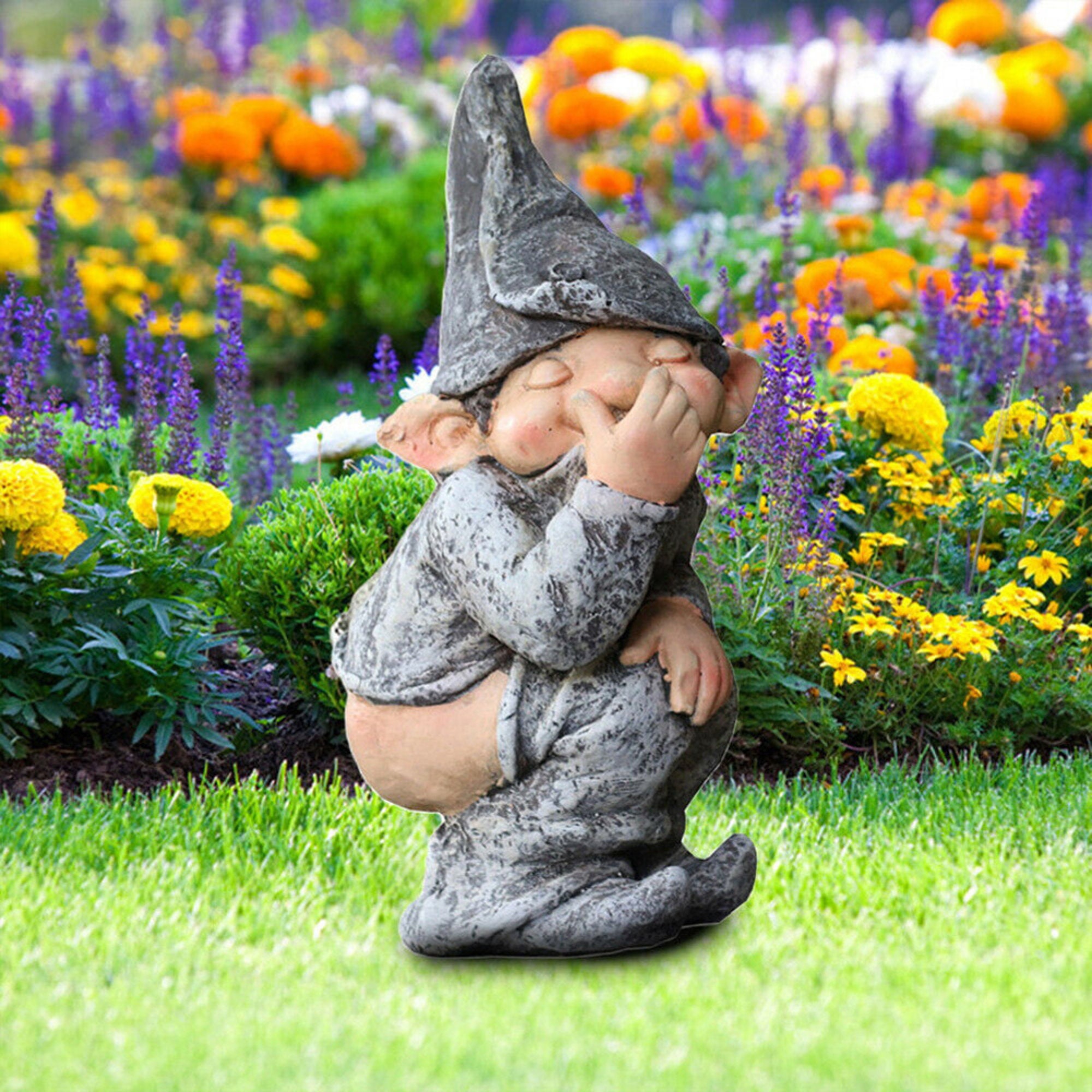 Funny Pooping Elf Statue Hilarious Garden Gnome Unique Yard Decor Poop ...