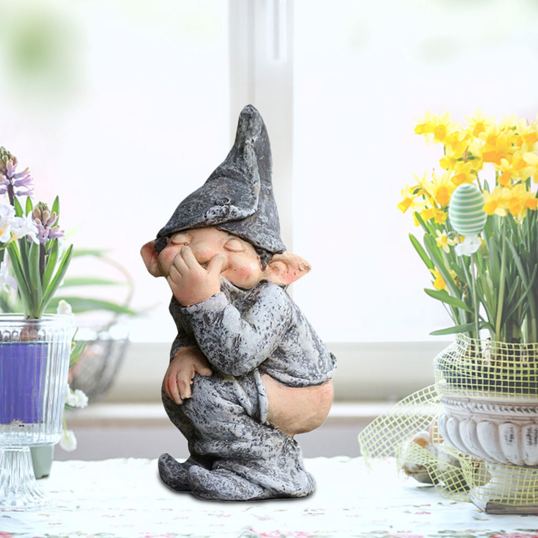 Funny Pooping Elf Statue Hilarious Garden Gnome Unique Yard Decor Poop ...