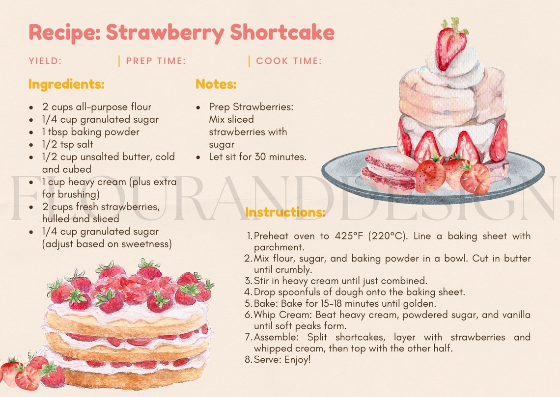 Editable Recipe Card Template, Bakers Recipe, Minimalist Recipe Card ...