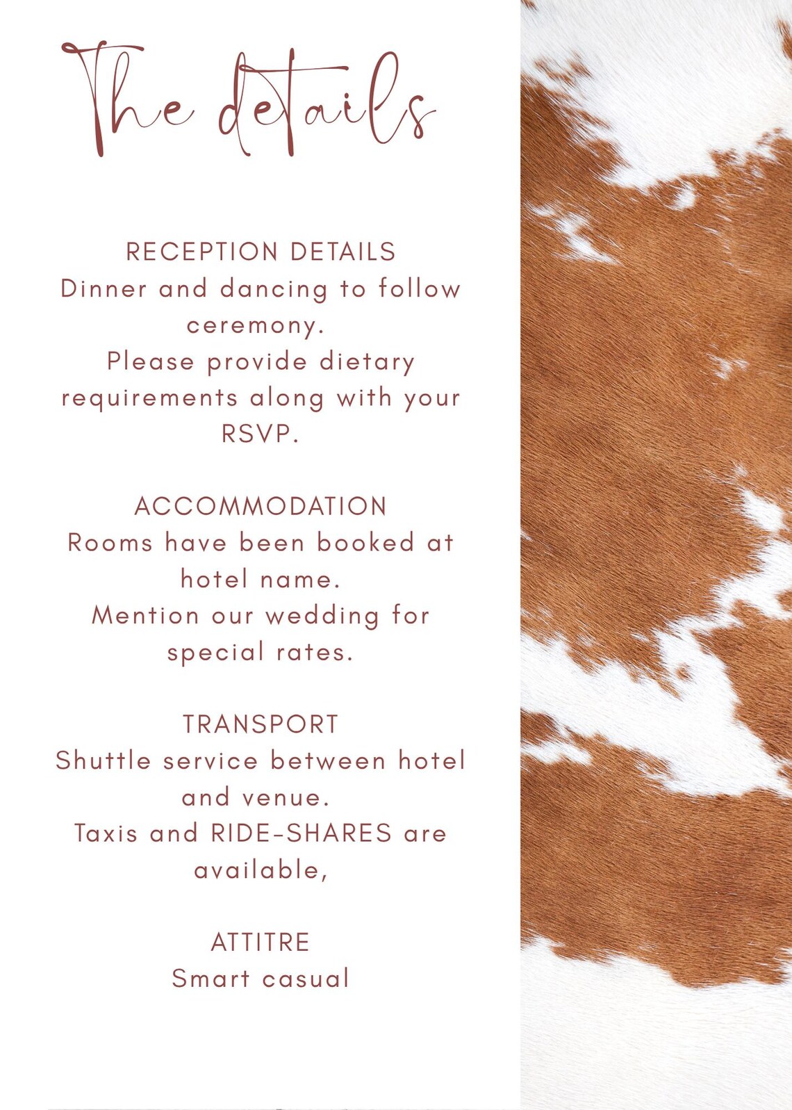 Cowhide Wedding Invitation - Etsy