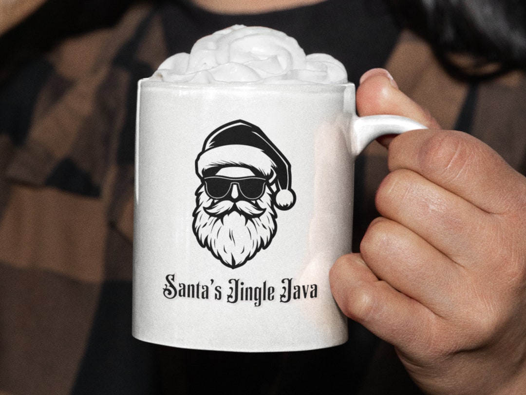 Santa's Jingle Java White Ceramic Christmas Mug 11oz Festive Santa ...