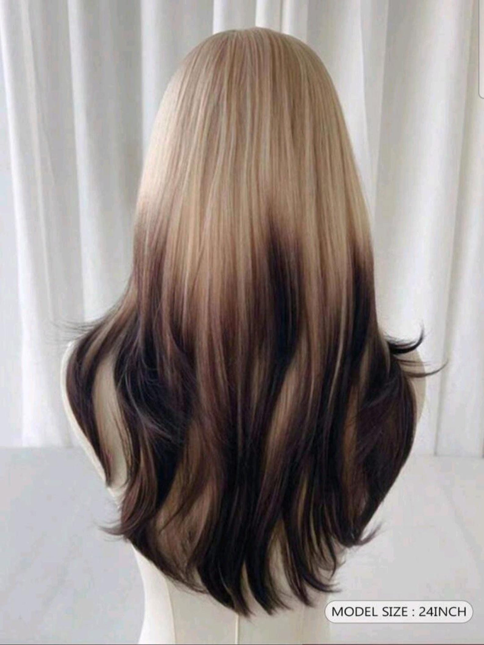 Glamorous Wavy Ombre Blonde Black Synthetic Women Wig With Heat ...