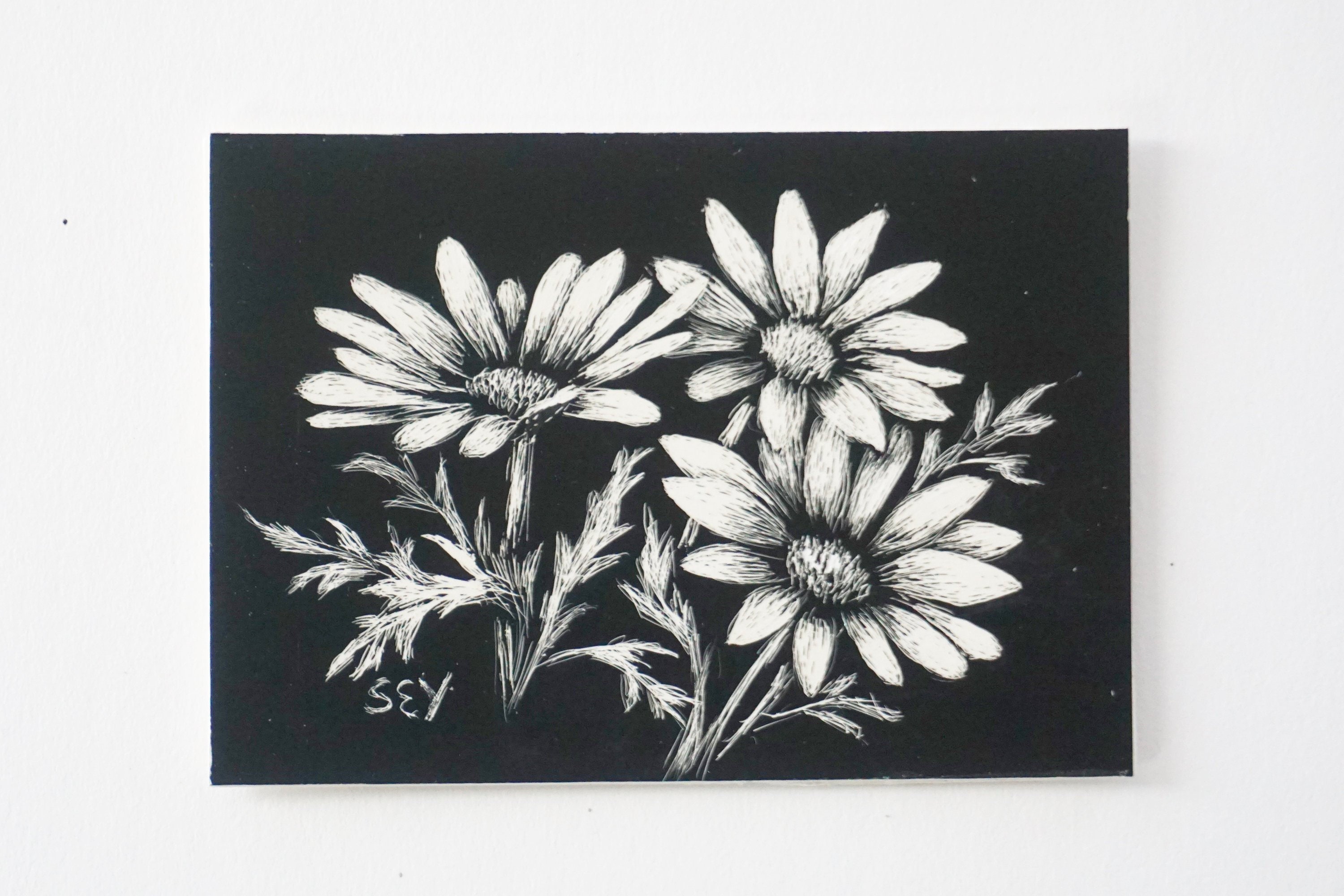 Simple Flower Scratchboard