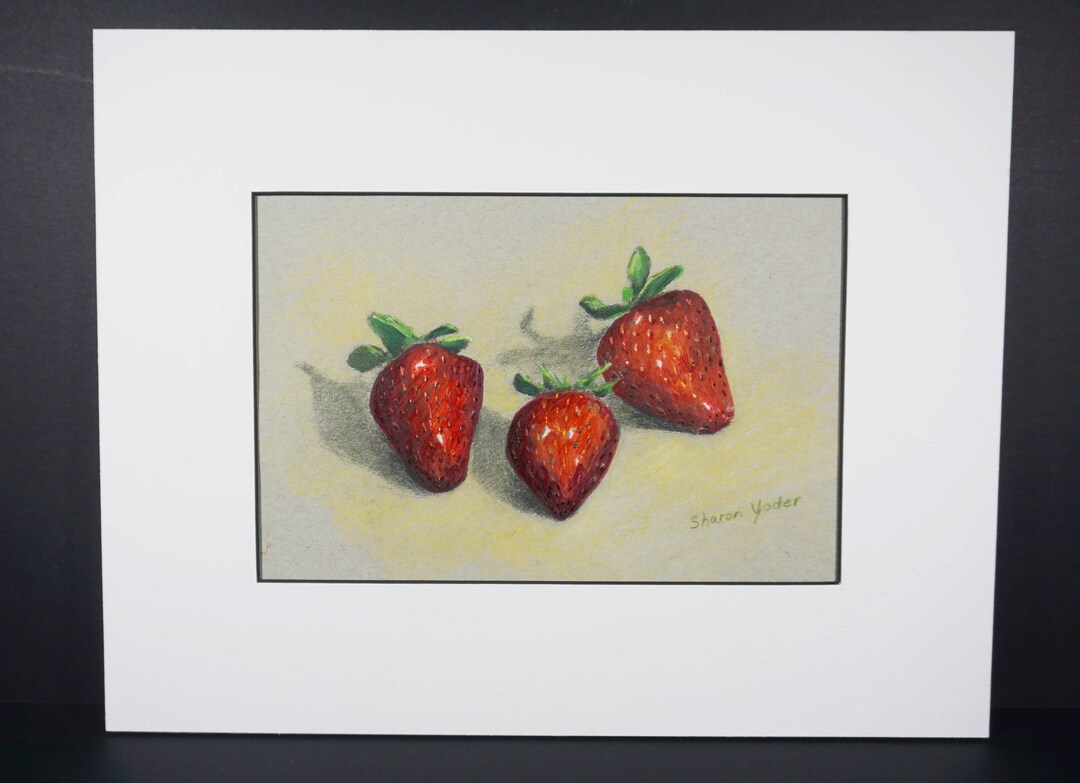 Original Colored Pencil Drawing of Strawberries - 7" X 9" Still Life ...