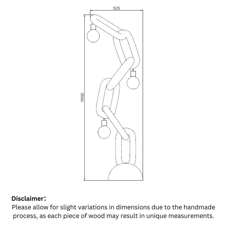 Linkage Wooden Chain Floor Lamp Modern Sculptural Lighting Industrial ...