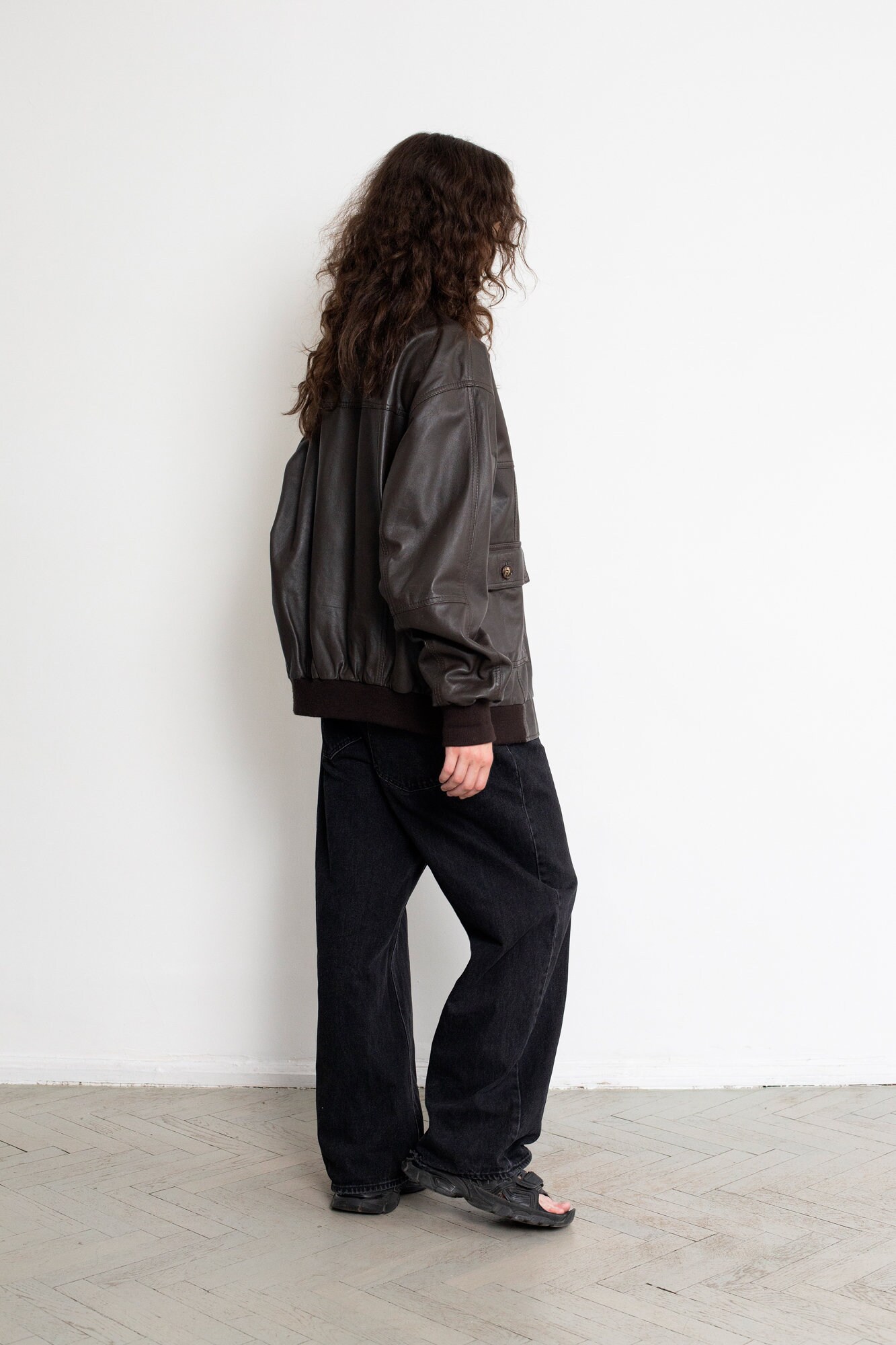Vintage 90s Brown Leather Bomber Jacket - Etsy Vintage 90s Brown Leather Bomber Jacket - Etsy