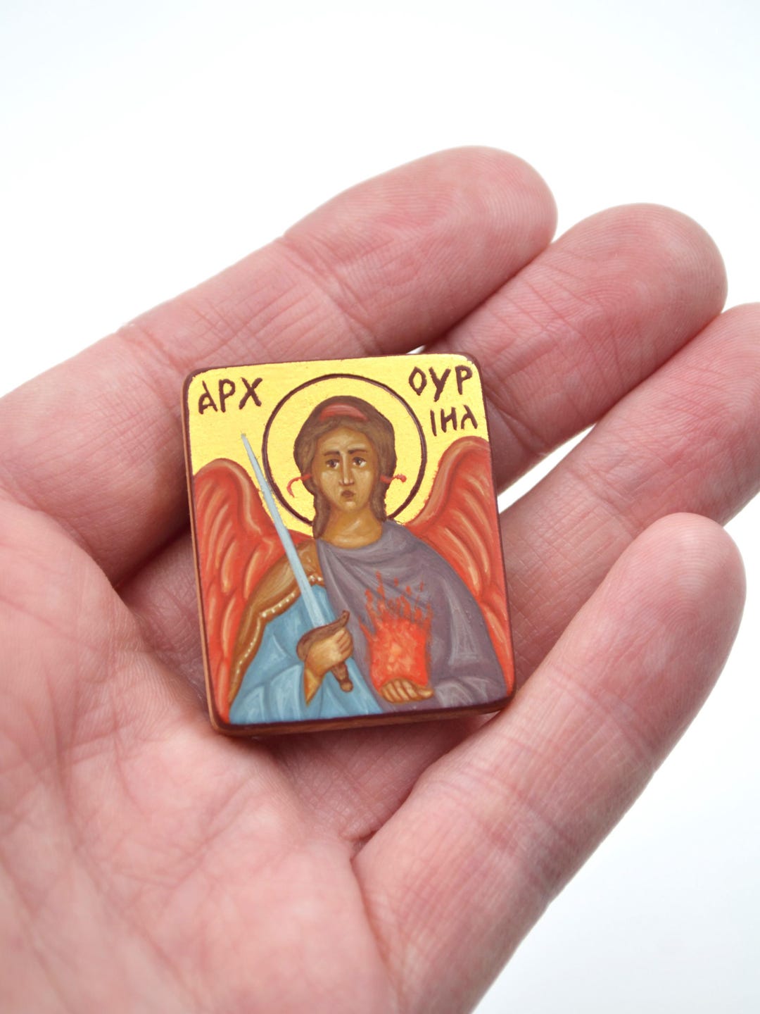 Archangel Uriel Archangel Handmade Icon Travel Size Icon Hand Painted ...