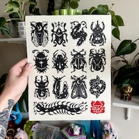 Demon Cat Linocut Print. Witches Familiar. Drawlloween 2020. Linocut ...
