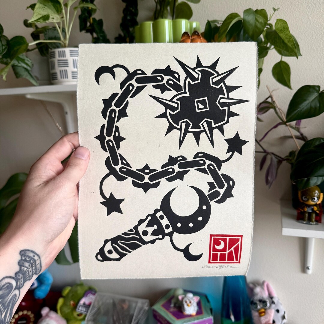Sailor Flail Linocut Print: Hand-carved Relief Art - Etsy