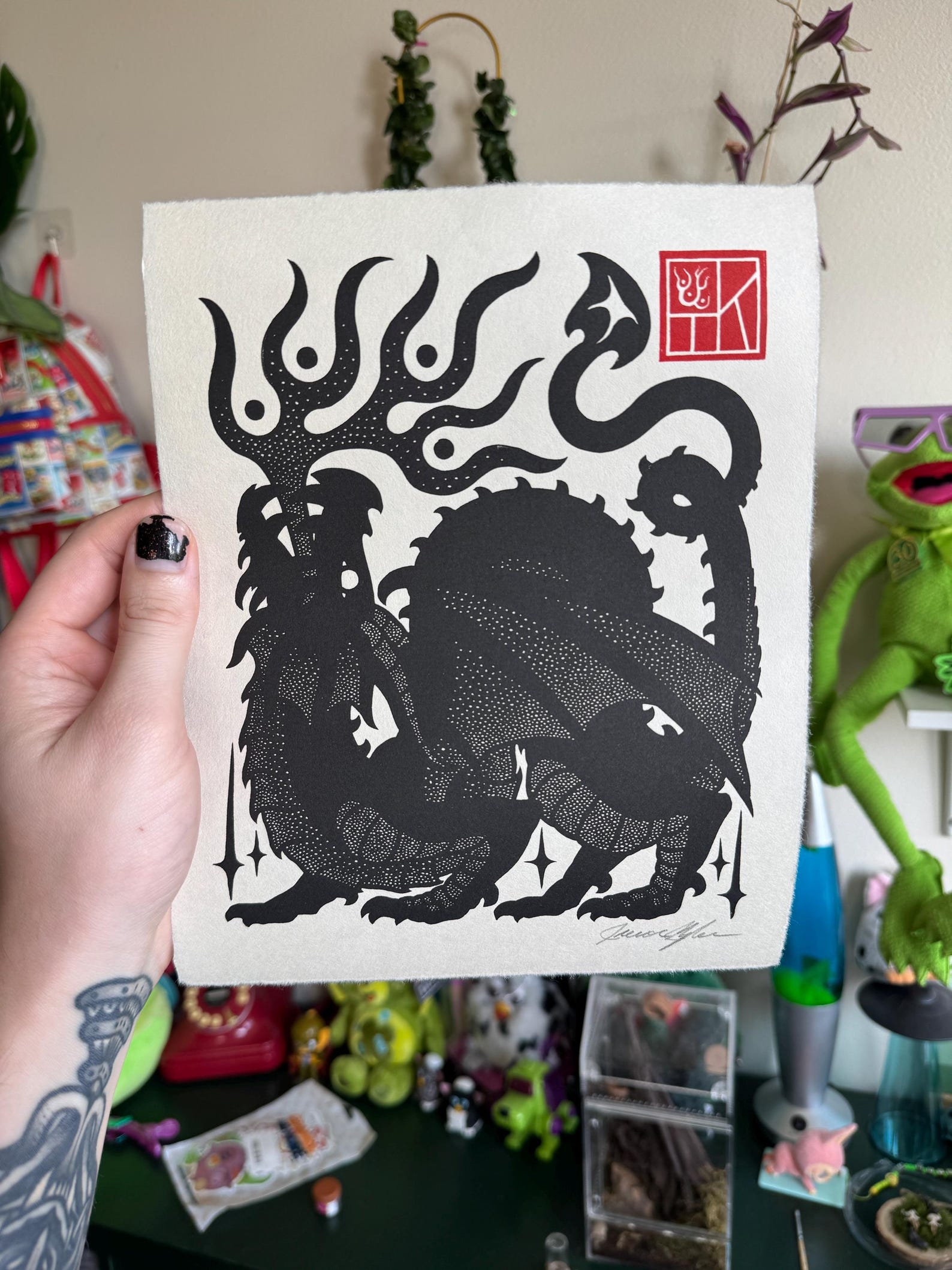 Dragon Fire Linocut Print: Black Ink Medieval Wall Art - Etsy
