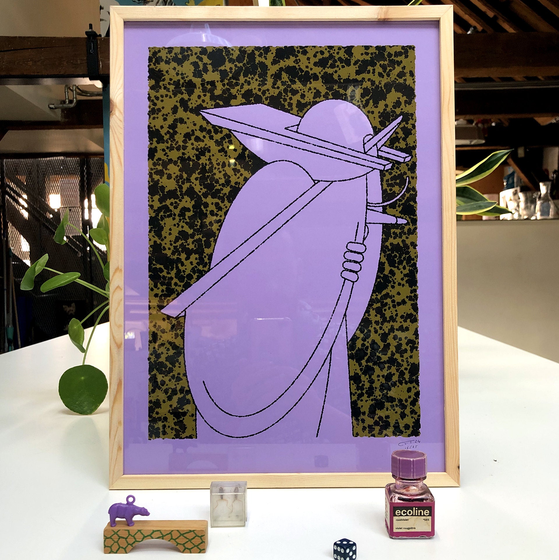 Screenprint A3 Portrait dignitary Number 3, Mustardcolour and Black Ink ...