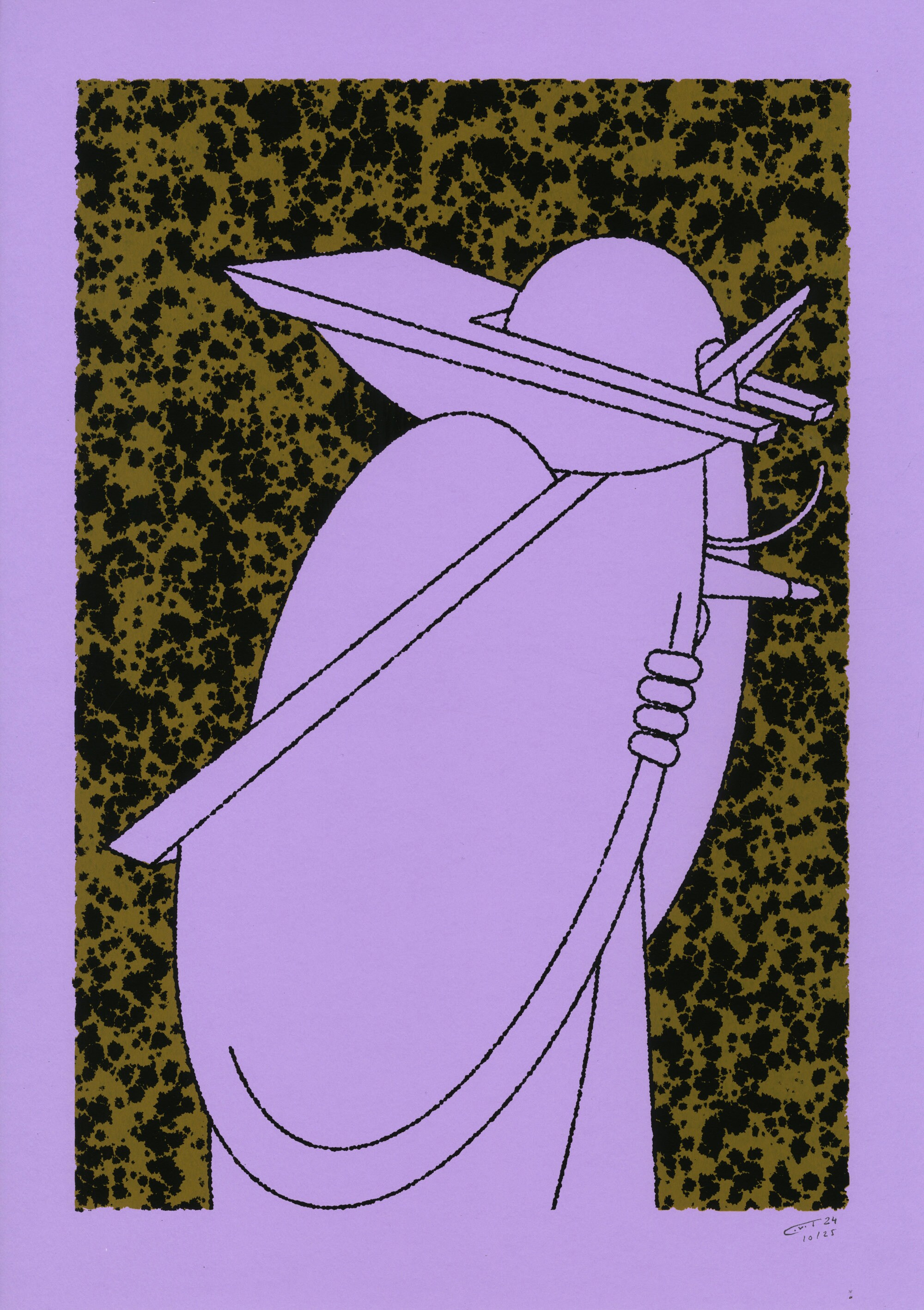 Screenprint A3 Portrait dignitary Number 3, Mustardcolour and Black Ink ...